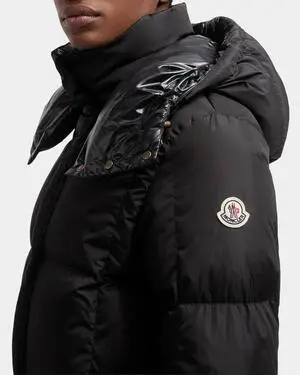 Moncler Litte Square-quilted Hooded Long Down Jacket