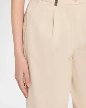 Peserico Stretch Cotton Straight-leg Trousers - Beige