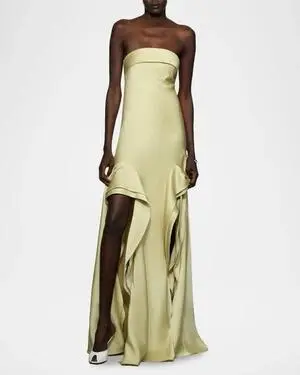ET OCHS Vernon Strapless Draped Side-slit Gown