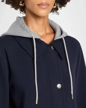 Veronica Beard Finn Hooded Jacket - Navy