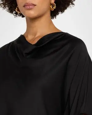 Simkhai Sadia Satin Mini Cape Dress - Black