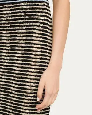 Christopher John Rogers Wave Knit Midi Pencil Skirt - Black Multi