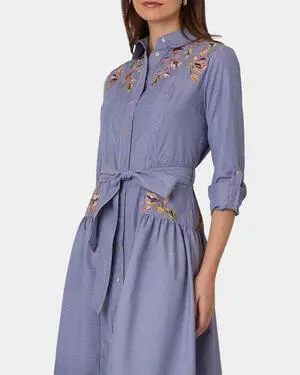 Shoshanna Caldwell Pinstriped Cotton-blend Poplin Shirtdress