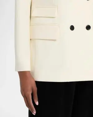 Maria Mcmanus Draped Satin Cloak Double-breasted Blazer - Ivory