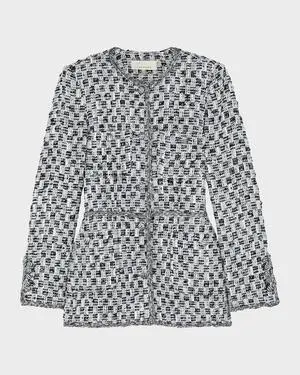 LIBEROWE Diya Metallic Tweed Single-breasted Jacket - Silver