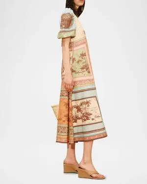 ALEMAIS Alberta Linen Midi Dress