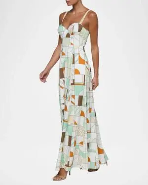 L & APOS;AGENCE Sutton Geometric Maxi Dress