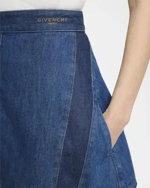 Givenchy Stripe Denim Mini Cocoon Skirt