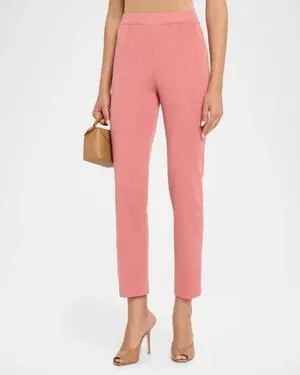 Misook Nancy Mylana Knit Slim-leg Pants - Honeysuckle