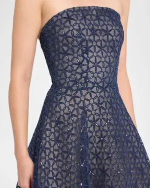 Naeem Khan Strapless Cording Gown