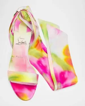 CHRISTIAN LOUBOUTIN 100mm Miss Z Tie-dye Satin Ankle-wrap Sandals - Multi/lin