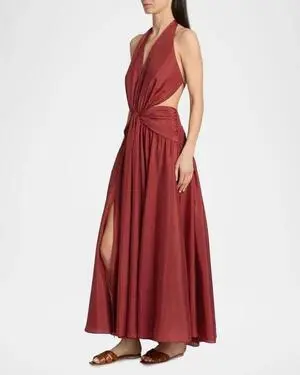 Zimmermann Indra Plunge Halter Maxi Dress