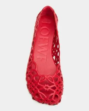Loewe Petal Anagram Leather Ballerina Flats - Red