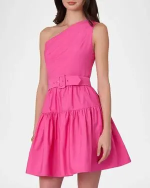 Shoshanna Crawford One-shoulder Cotton Faille Mini Dress