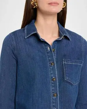 Kobi Halperin Olive Button-down Washed Denim Shirt