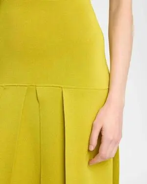 Alaïa Turtleneck Carwash Knit Maxi Dress - Lime