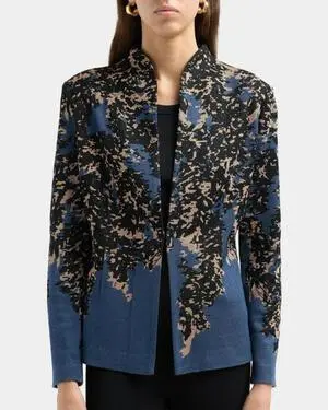 Misook Abstract-knit Open-front Jacket