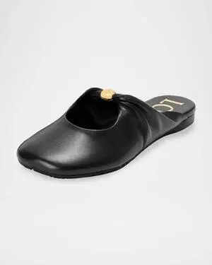 Loewe Pebble Soft Leather Mules - Black