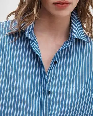 Rag & Bone Connie Short-sleeve Striped Poplin Shirt - Blustripe