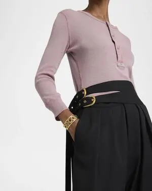 Chloé Double-buckle Pleated Straight-leg Trousers