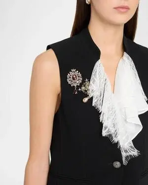 Cinq À Sept Maren Ruffled-front Vest Black