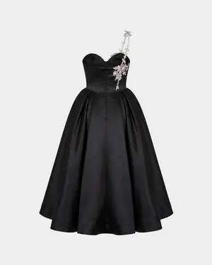 Mac Duggal Cocktail Satin Fit & Flare Midi Dress