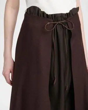 Moncler Layered Paperbag Midi Skirt