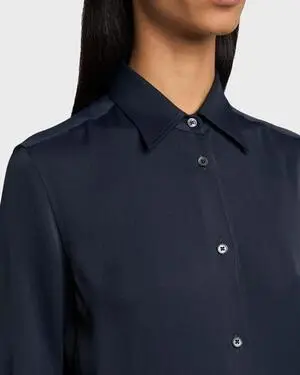JIL SANDER Short-sleeve Viscose Button-down Shirt - Midnight