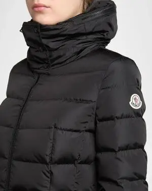Moncler Hirma Hooded Long Down Jacket - Black