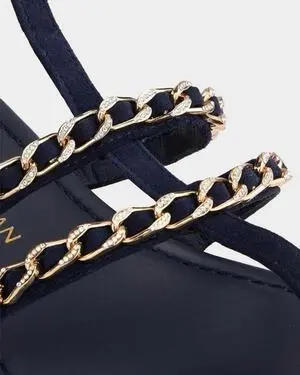 STUART WEITZMAN Soluxe Crystal Suede Sandals Nice Blue