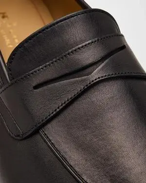 Kiton Apos;s Calfskin Penny Loafers - Black