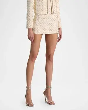 Alice + Olivia Rubi Low-rise Embellished Tweed Mini Skirt