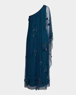 Mac Duggal Embellished Trapeze One-shoulder Gown