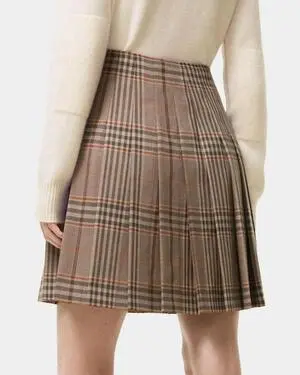 Burberry Odessa Check Wool Mini Skirt