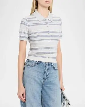 Rag & Bone Karina Stripe Short-sleeve Top