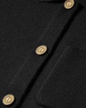 Saint Laurent Wool Polo Cardigan - Nero