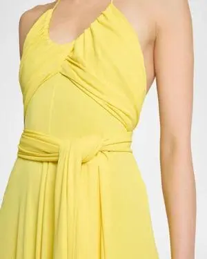 Alaïa Crossover Wrap Jersey Halter Maxi Dress