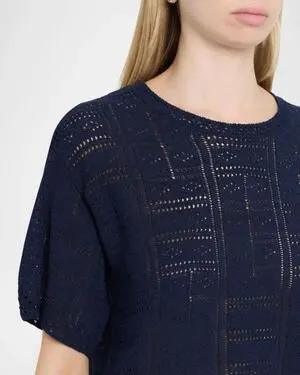Rag & Bone Morgan Pointelle Stitch Cotton-blend Sweater - Navy