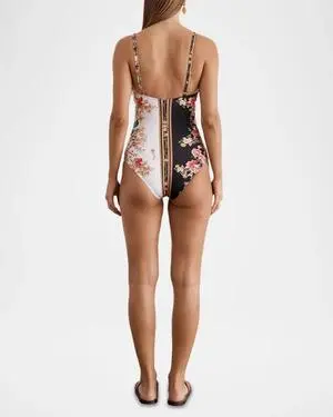 AQUA BLU AUSTRALIA Eliana Floral Colorblock One-piece Swimsuit - Multi