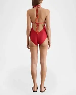 AQUA BLU AUSTRALIA Aria Halter One-piece Swimsuit - Red