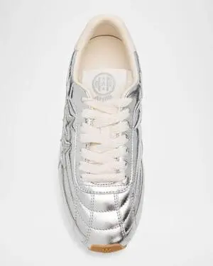Amiri Pacific Football Slim Quilted Metallic Leather Sneakers