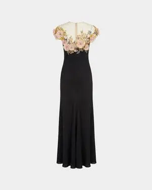 Mac Duggal Floral Illusion Mesh Column Gown
