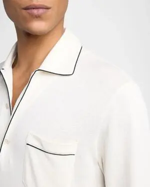 TOM FORD Apos;s Cotton Silk Piquet Polo Shirt - Ecru