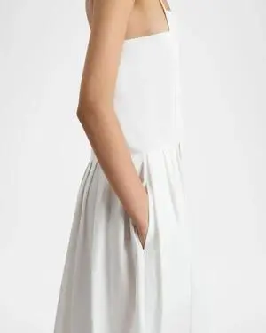 Khaite Adira Sleeveless Pleated Midi Dress - Chalk