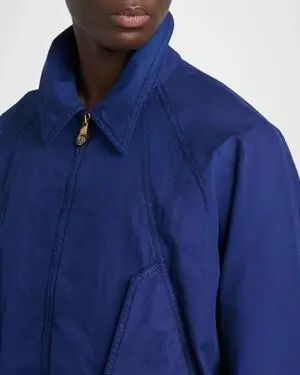 Versace Apos;s Overdyed Medusa Cotton Gabardine Jacket - Navy Blue