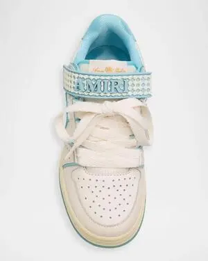 Amiri Apos;s Ma Skyline Mesh And Leather Low-top Sneakers - Blue