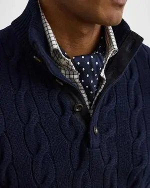 Ralph Lauren Purple Label Apos;s Cable-knit Cashmere Mockneck Sweater - Blue