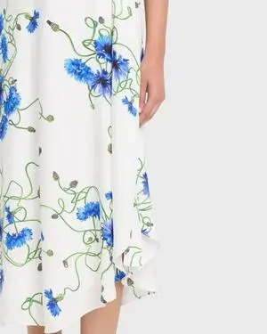 Stella McCartney Floral Print Hammered Viscose Midi Dress