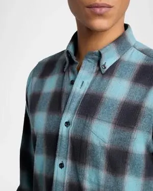 TOM FORD Apos;s Brushed Flannel Check Button-down Shirt - Grey Multi