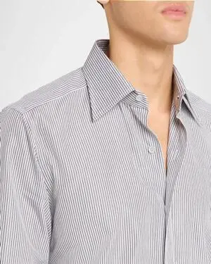 TOM FORD Apos;s Cotton Stripe Classic-fit Dress Shirt - White  Bl